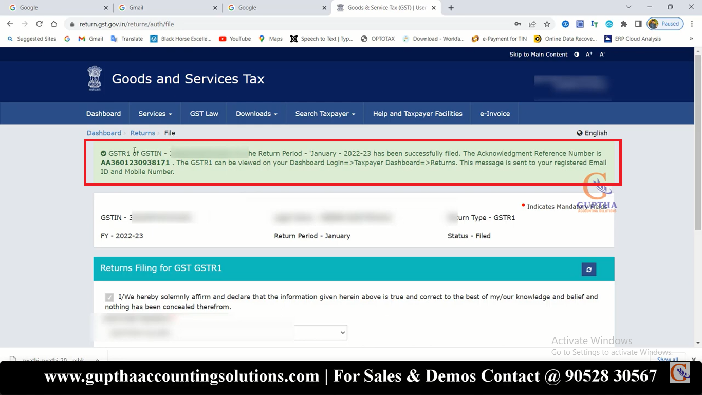 How to file GSTR 1 nil returns in Telugu - Guptha Accounting Solutions